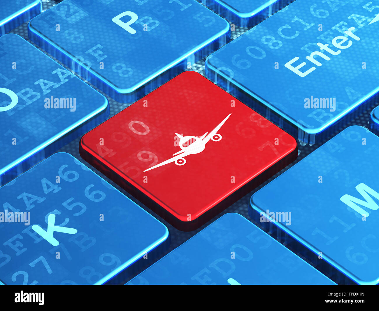 Vacation concept: Aircraft on computer keyboard background Stock Photo ...