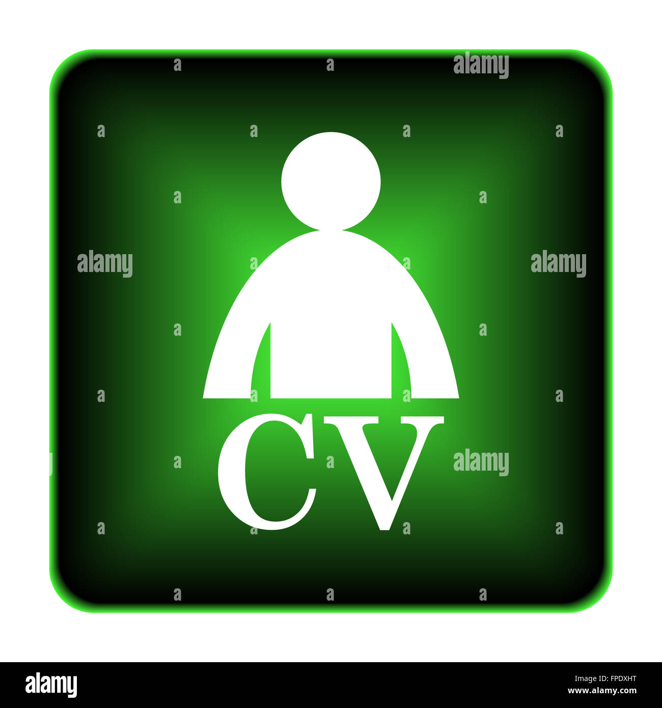 CV icon. Internet button on white background Stock Photo - Alamy