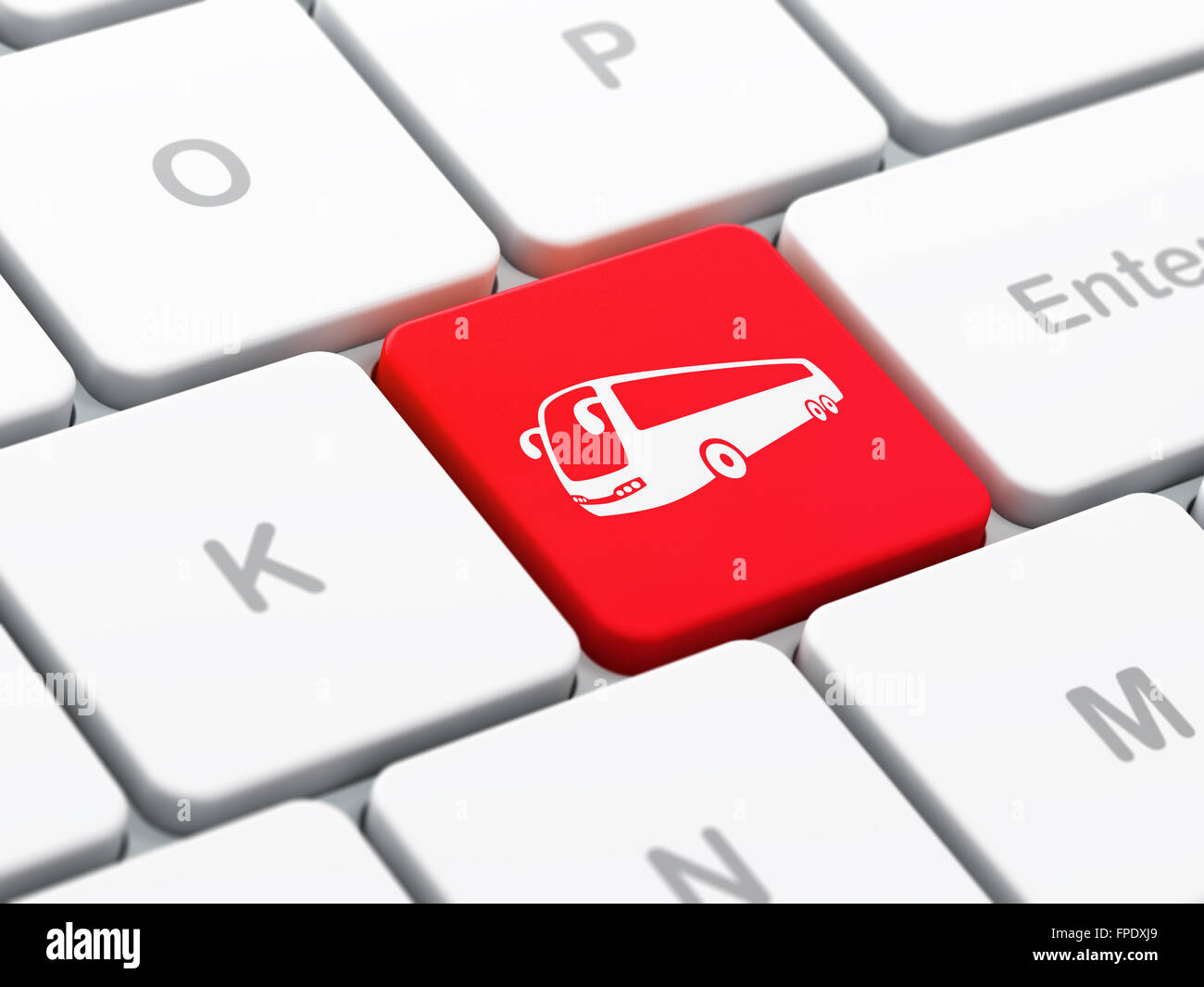 Travel concept: Bus on computer keyboard background Stock Photo - Alamy