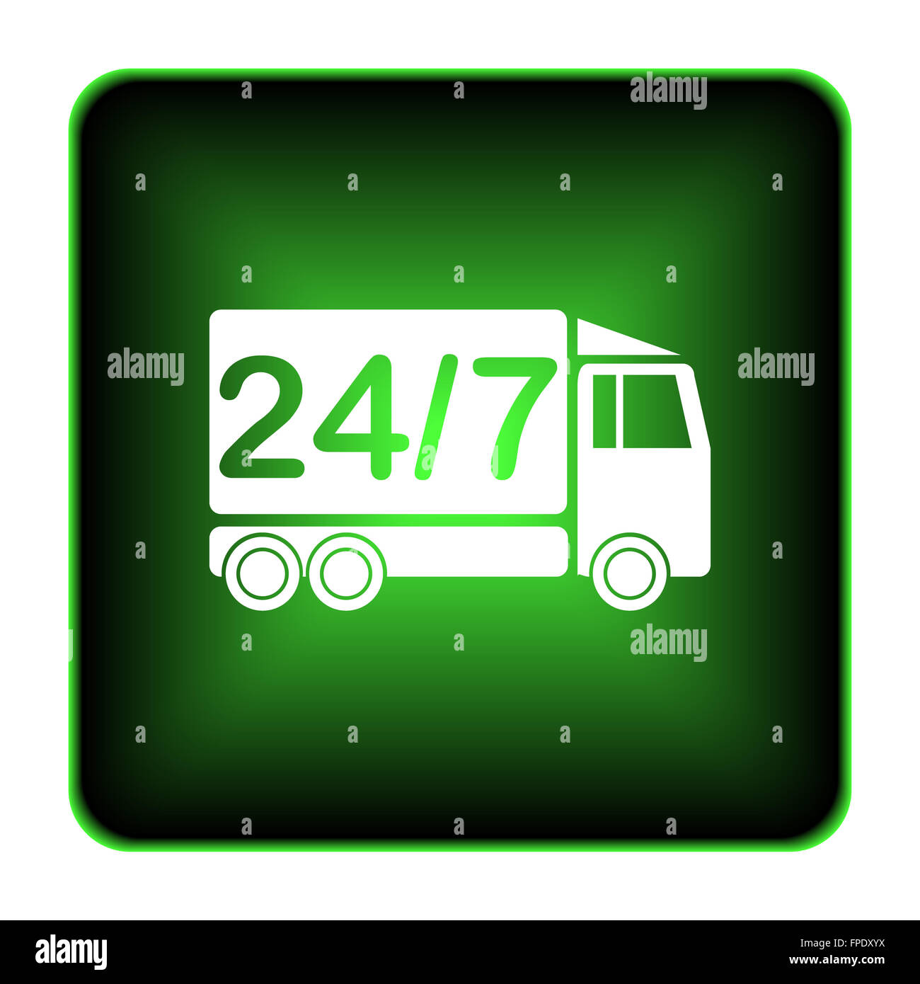 24 7 delivery truck icon. Internet button on white background Stock ...