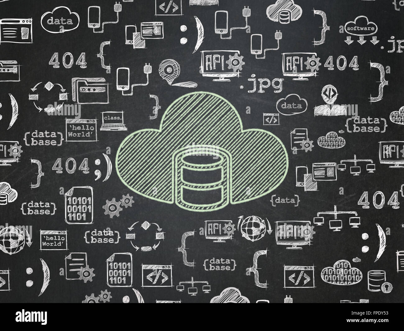 Database concept: Database With Cloud on School Board background Stock Photo - Alamy