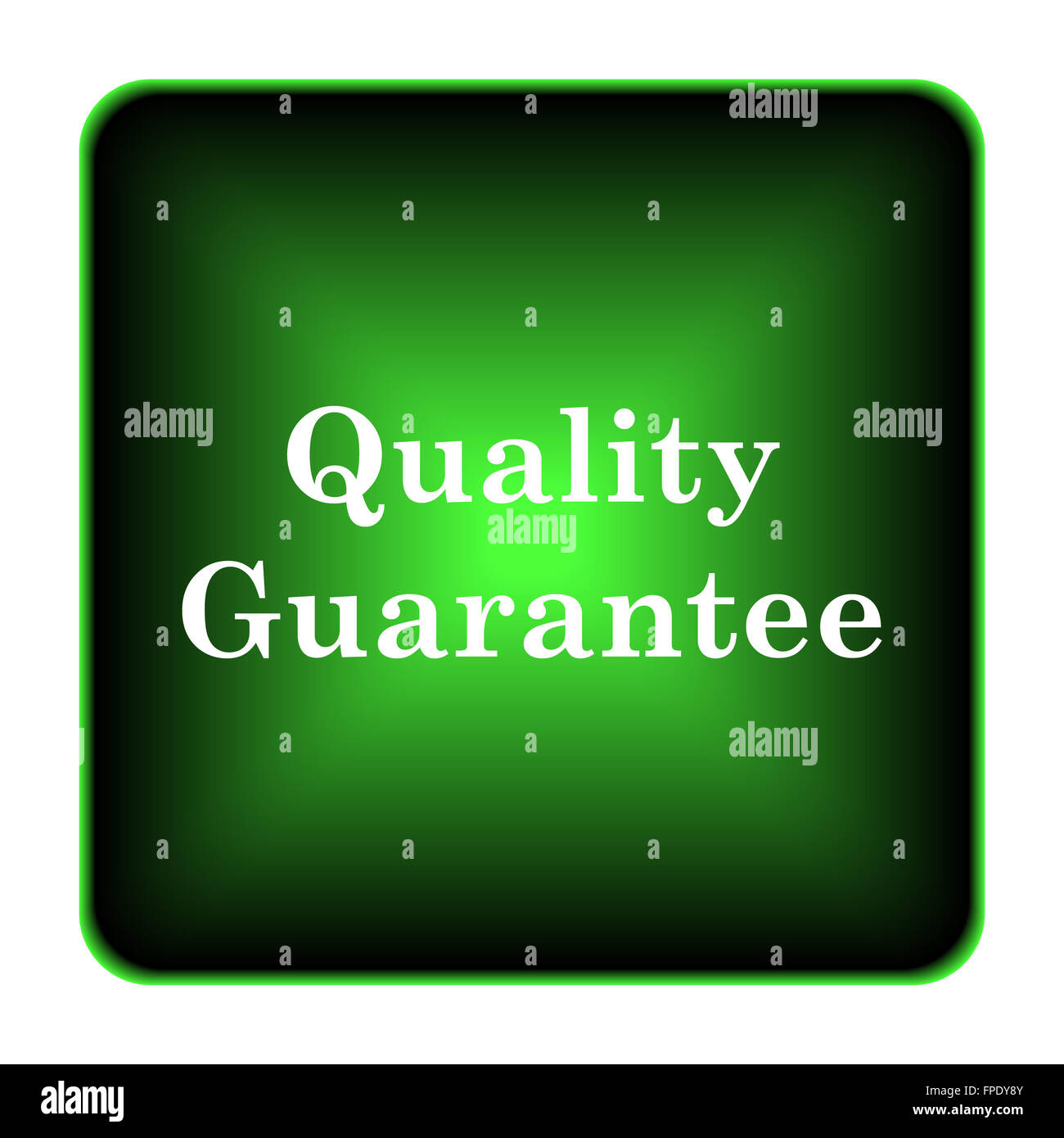 Quality guarantee icon. Internet button on white background Stock Photo ...