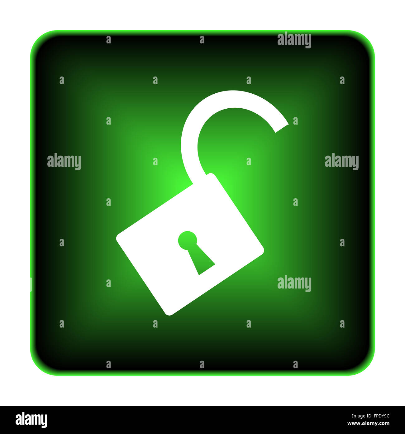 Open lock icon. Internet button on white background Stock Photo - Alamy