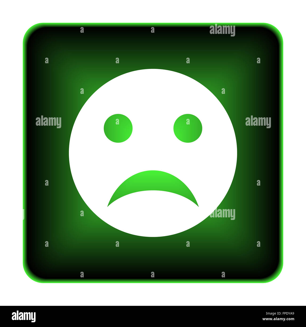 Sad smiley icon. Internet button on white background Stock Photo - Alamy