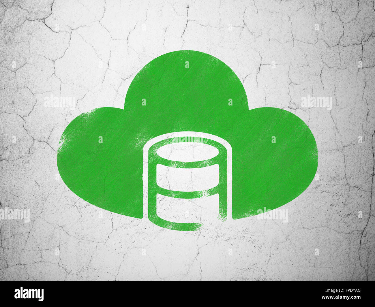 Programming concept: Database With Cloud on wall background Stock Photo ...