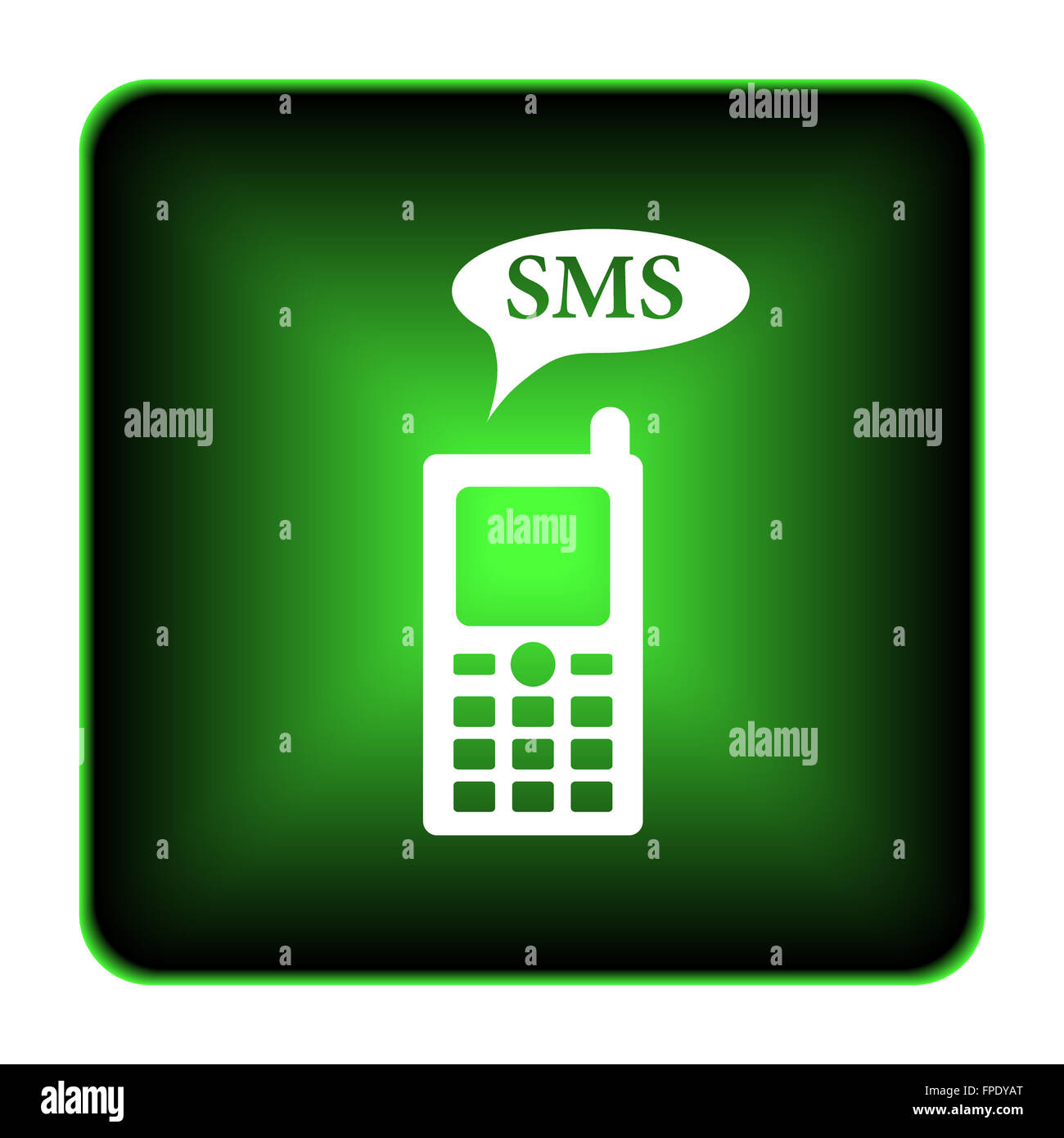 SMS icon. Internet button on white background Stock Photo - Alamy