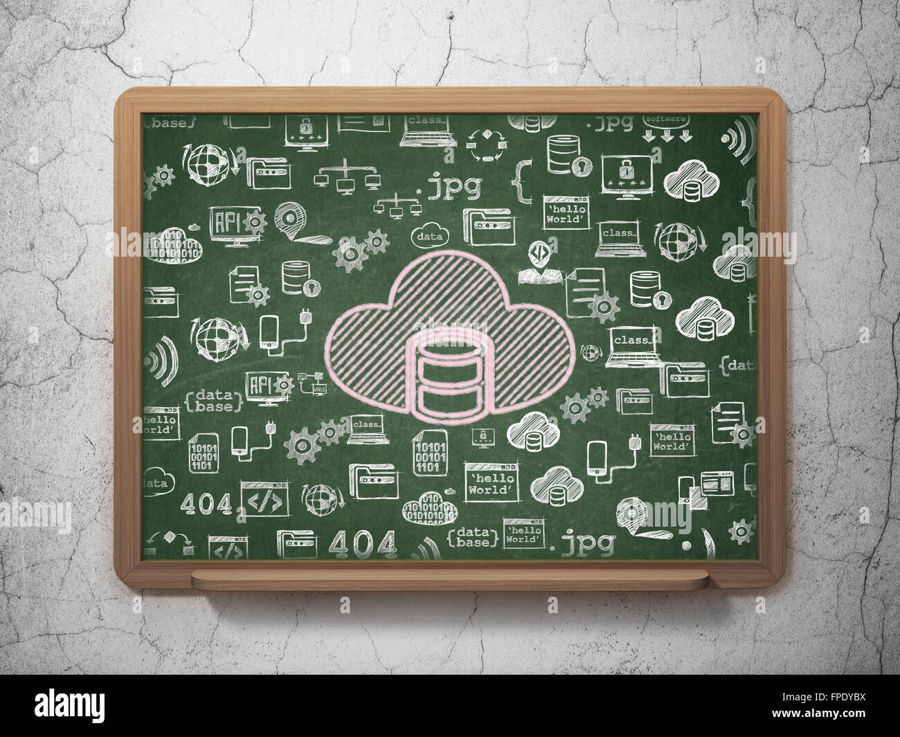 Software concept: Database With Cloud on School Board background Stock ...