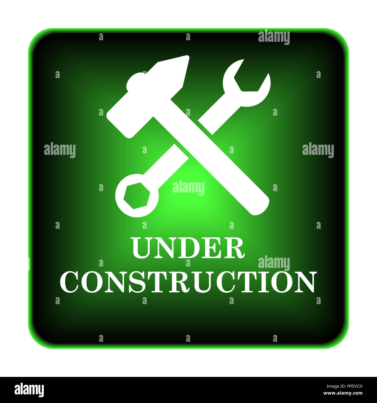 Under construction icon. Internet button on white background Stock ...
