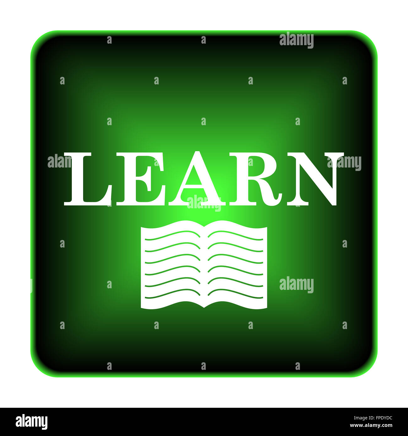 Learn icon. Internet button on white background Stock Photo - Alamy