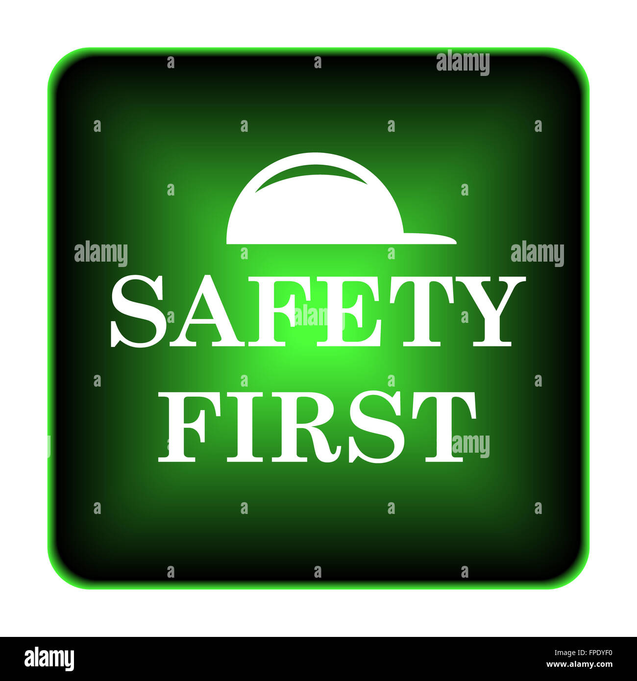 Safety first icon. Internet button on white background Stock Photo - Alamy