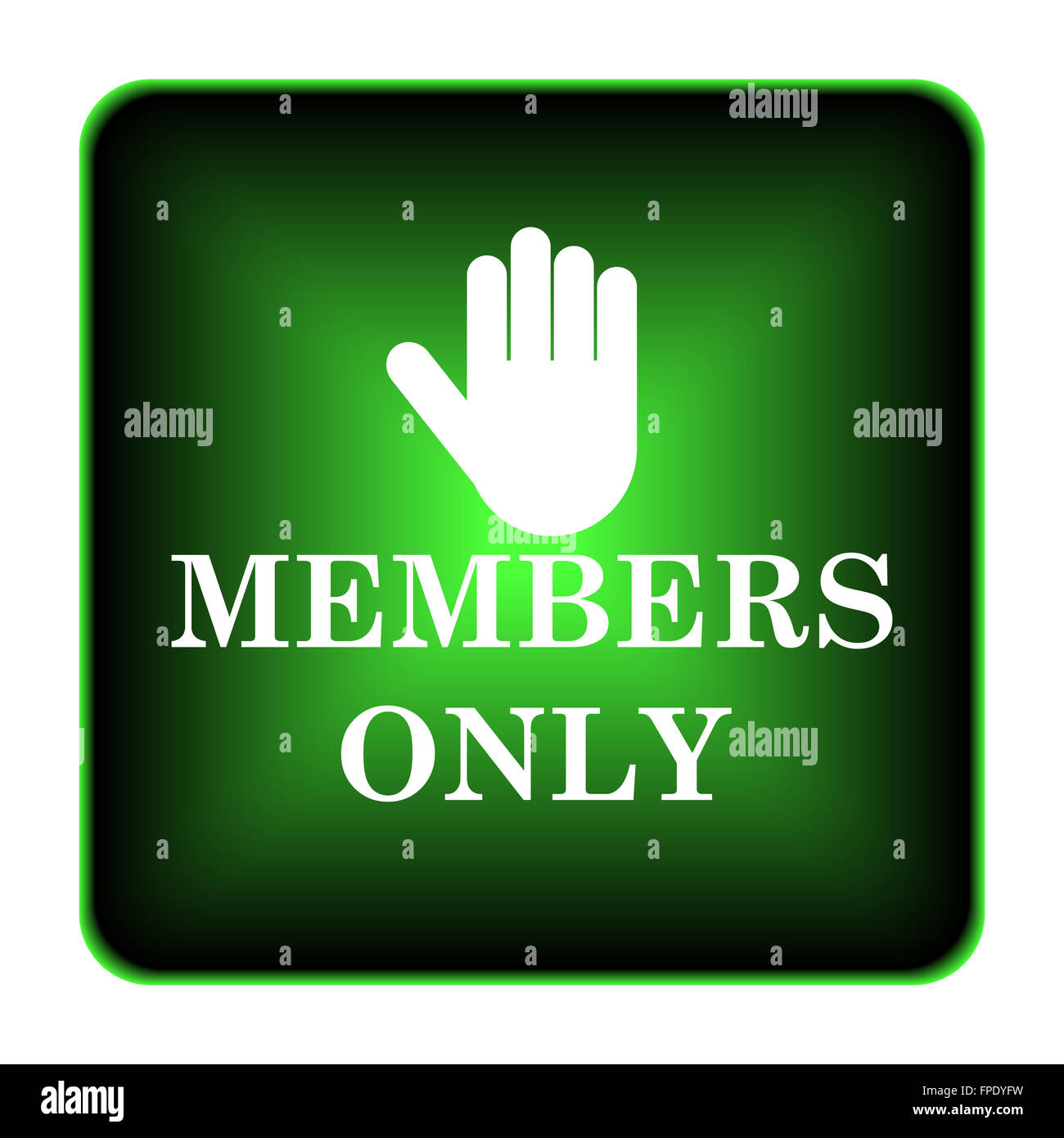 Members only icon. Internet button on white background Stock Photo - Alamy