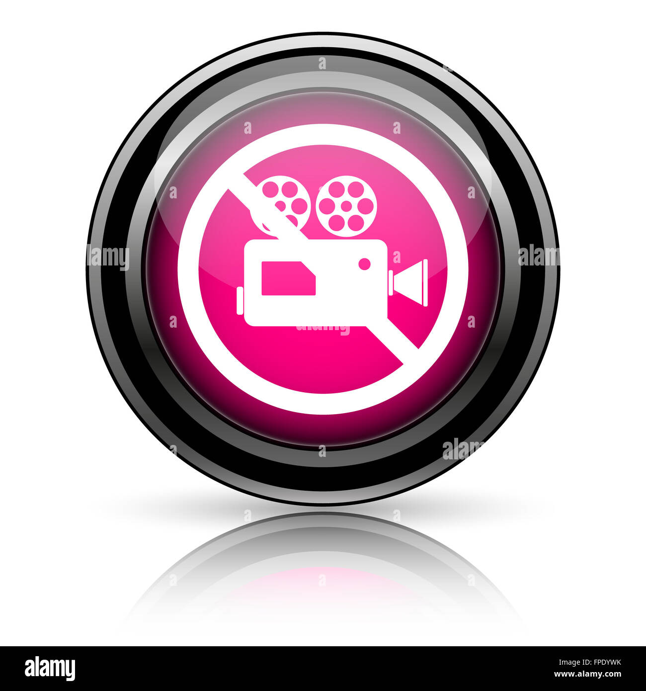 Forbidden video camera icon. Internet button on white background Stock ...