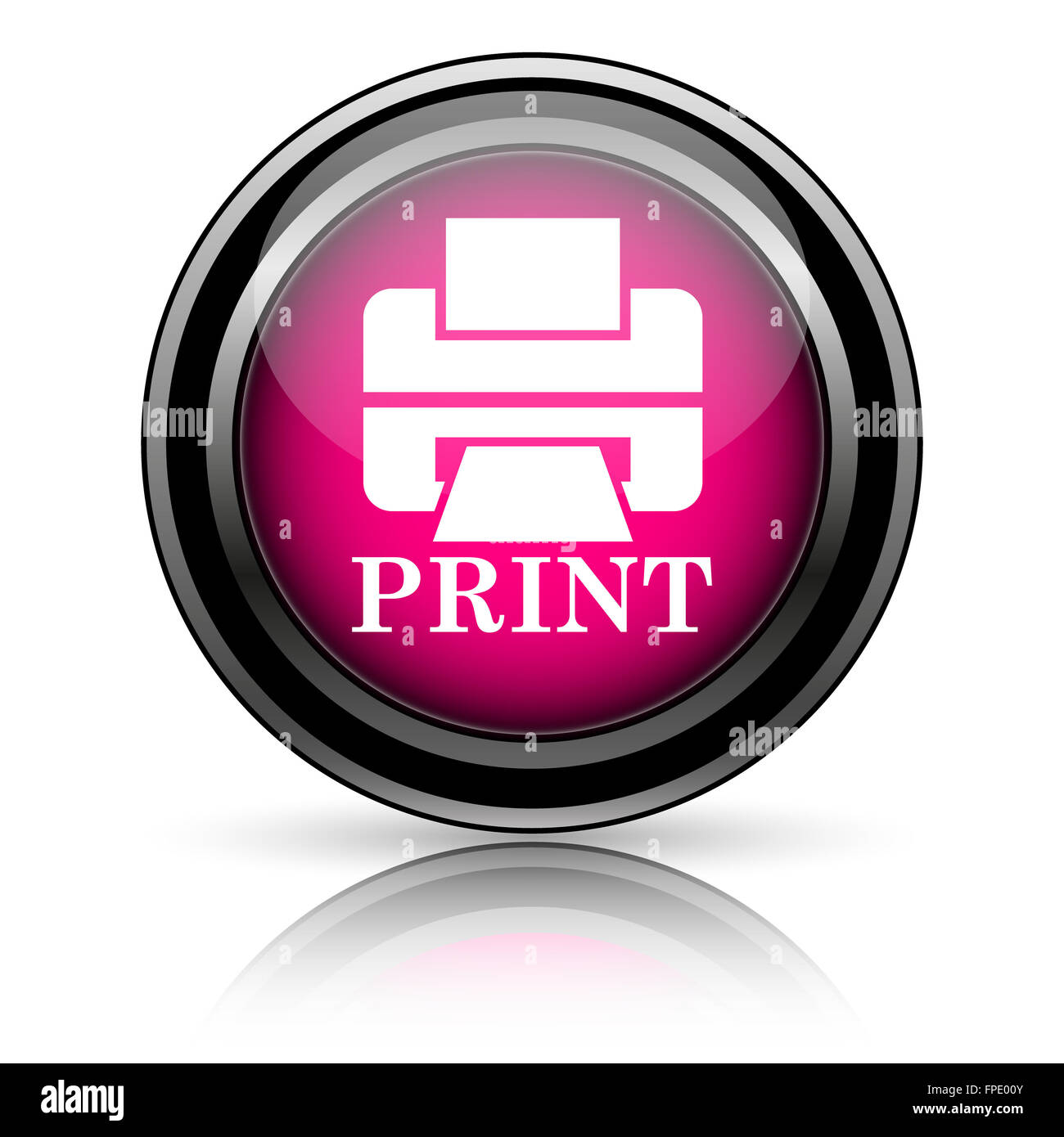 Printer with word PRINT icon. Internet button on white background Stock ...