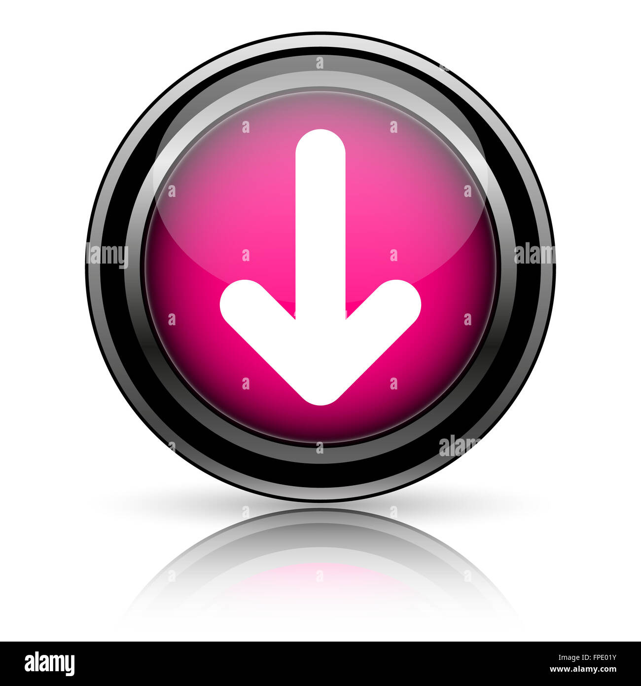 Down arrow icon. Internet button on white background Stock Photo - Alamy