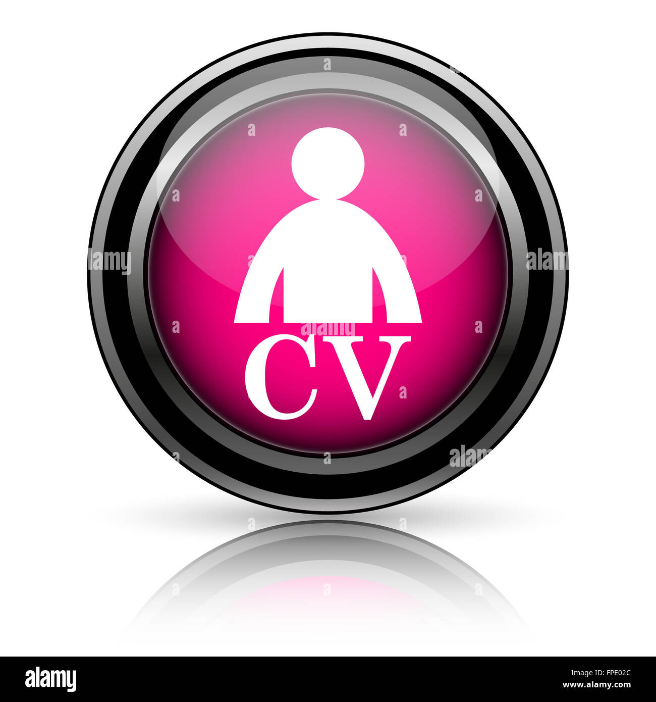 CV icon. Internet button on white background Stock Photo - Alamy