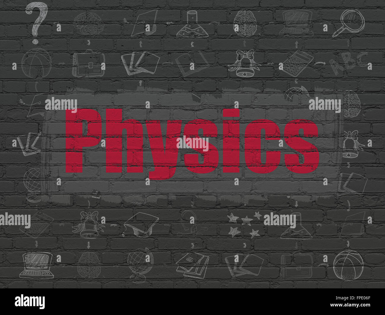 Studying concept: Physics on wall background Stock Photo - Alamy