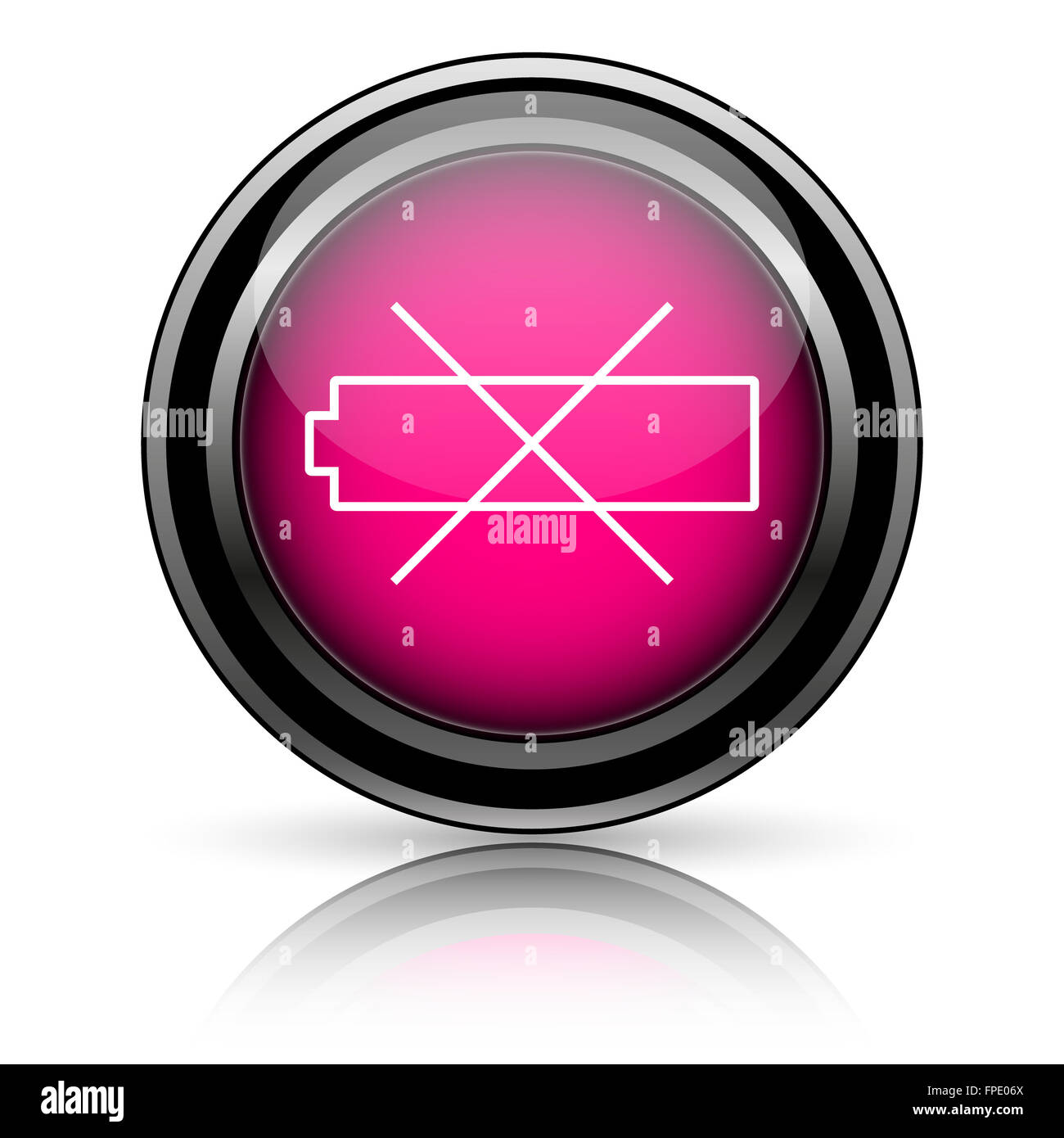Empty battery icon. Internet button on white background Stock Photo - Alamy
