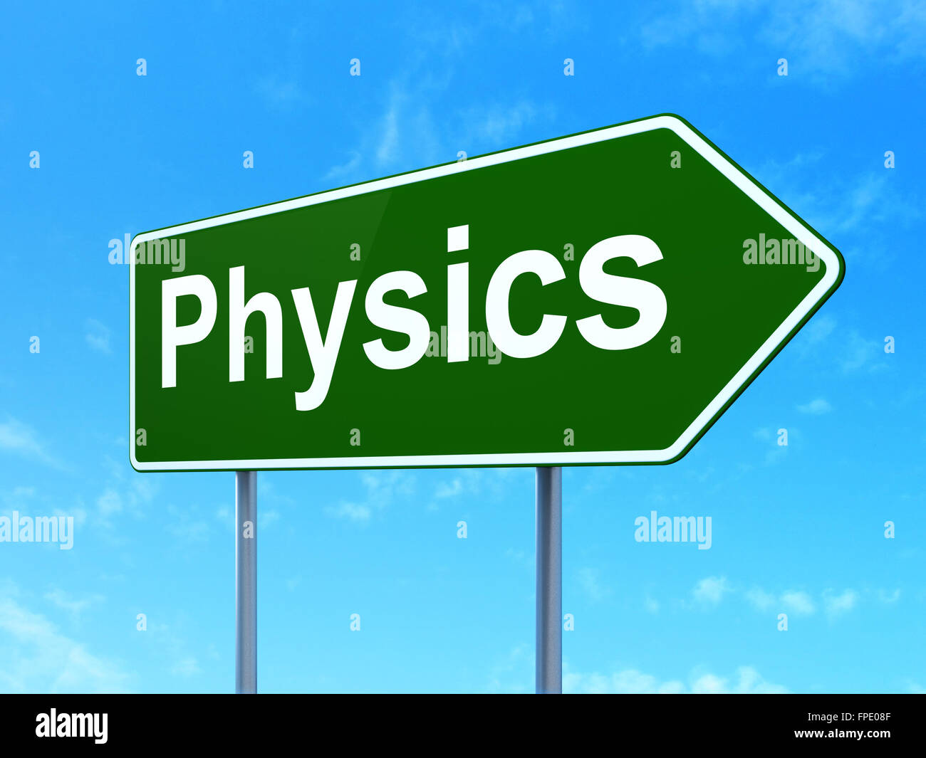 Studying concept: Physics on road sign background Stock Photo - Alamy