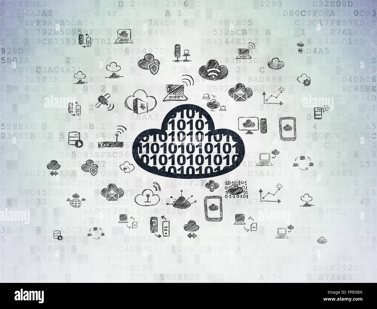 Cloud technology concept: Cloud With Code on Digital Paper background Stock Photo - Alamy