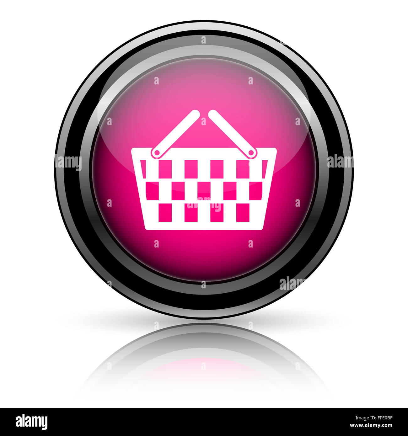 Shopping basket icon. Internet button on white background Stock Photo ...