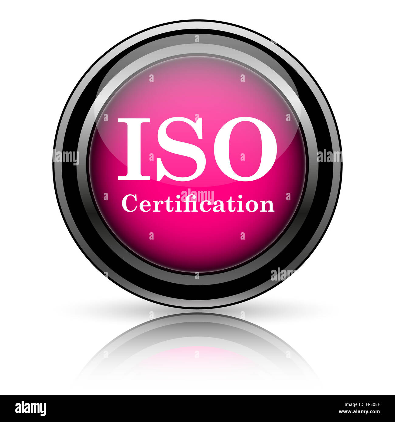 ISO certification icon. Internet button on white background Stock Photo ...