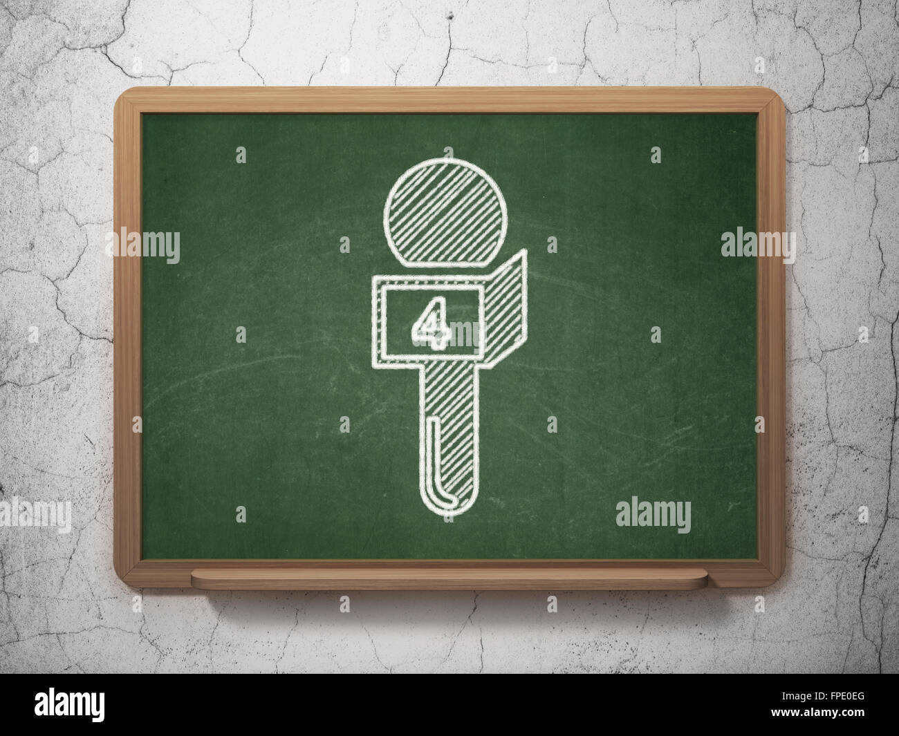 News concept: Microphone on chalkboard background Stock Photo - Alamy