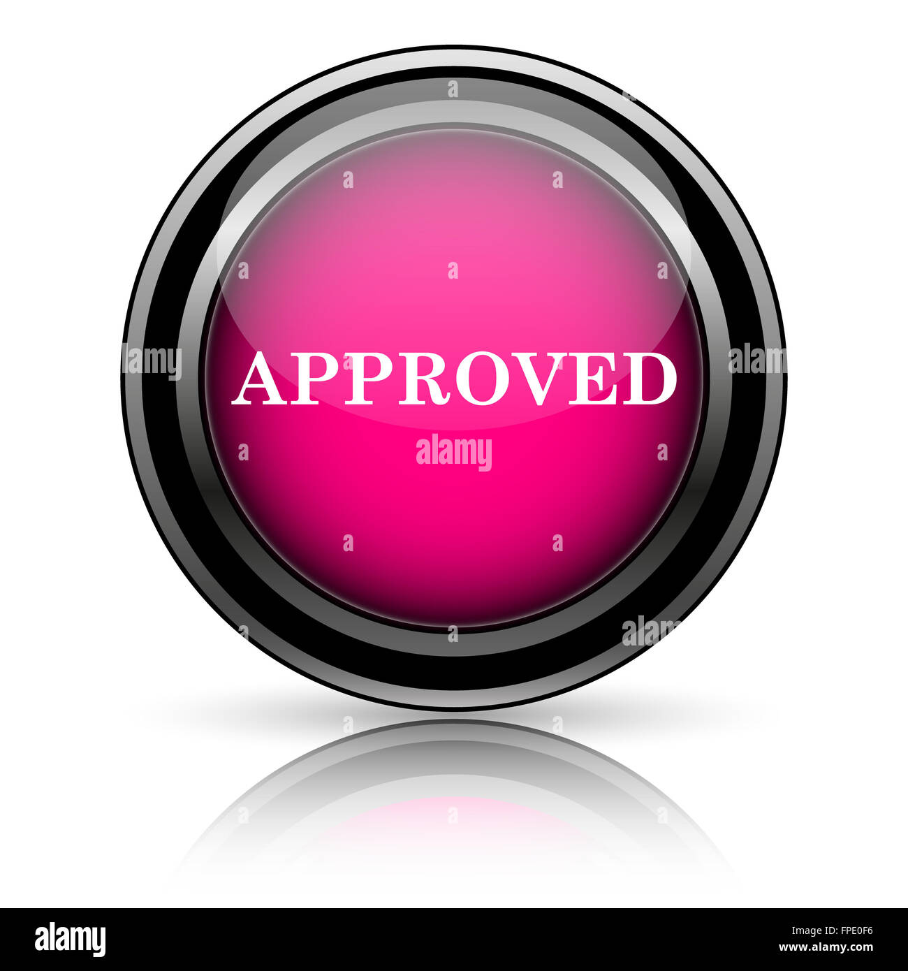 Approved icon. Internet button on white background Stock Photo - Alamy