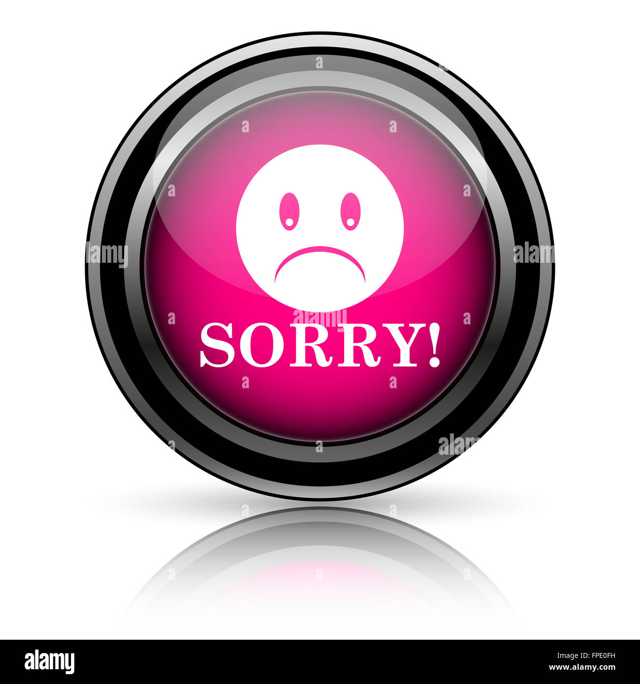 Sorry icon. Internet button on white background Stock Photo - Alamy
