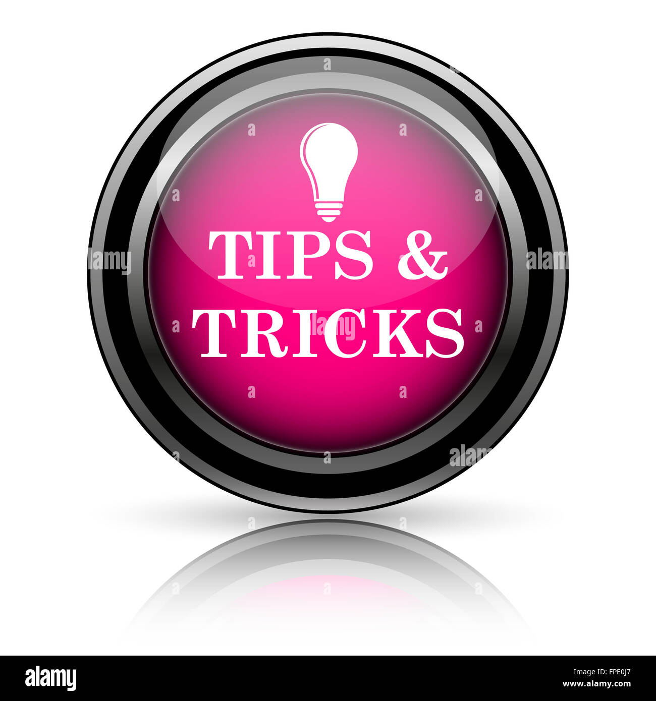 Tips and tricks icon. Internet button on white background Stock Photo ...