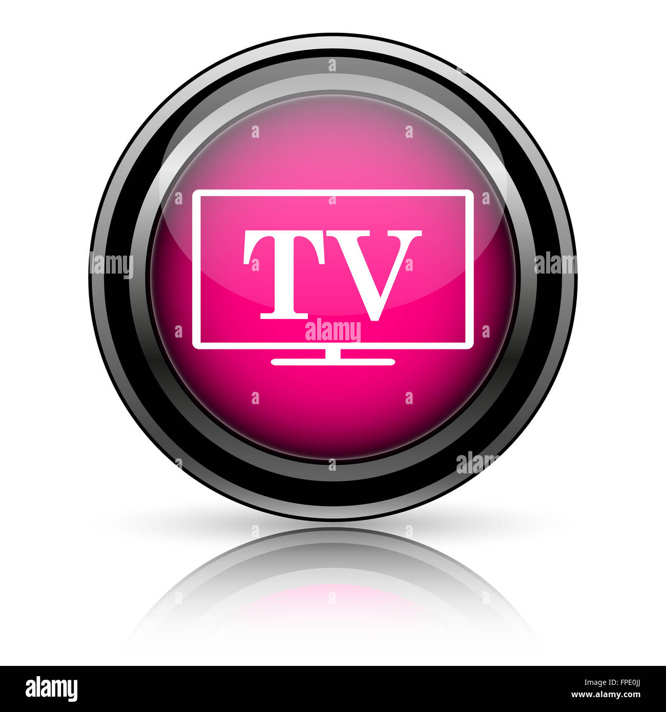 TV icon. Internet button on white background Stock Photo - Alamy