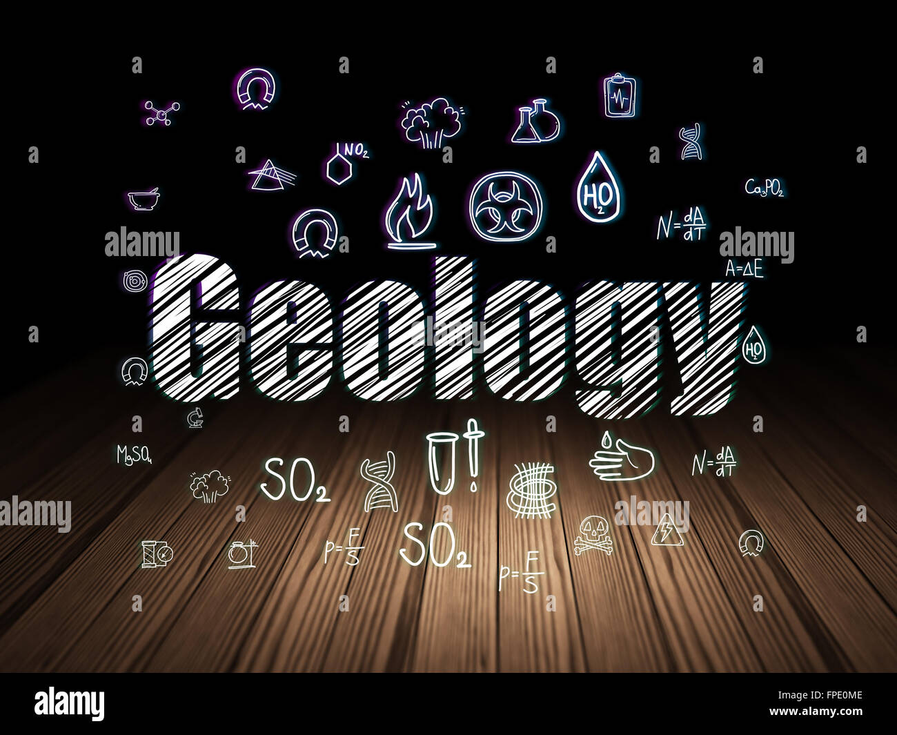 Science concept: Geology in grunge dark room Stock Photo - Alamy