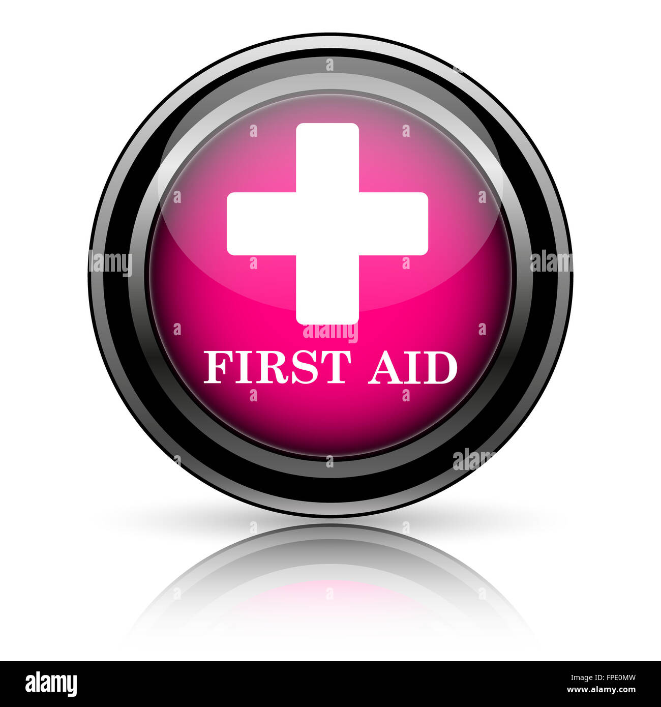 First aid icon. Internet button on white background Stock Photo - Alamy