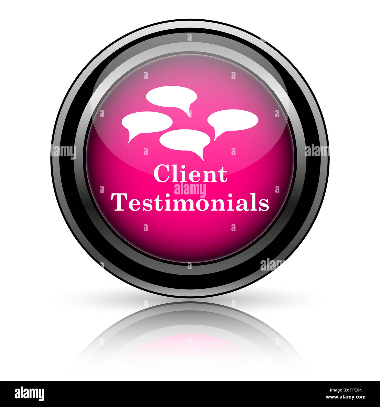 Client testimonials icon. Internet button on white background Stock ...