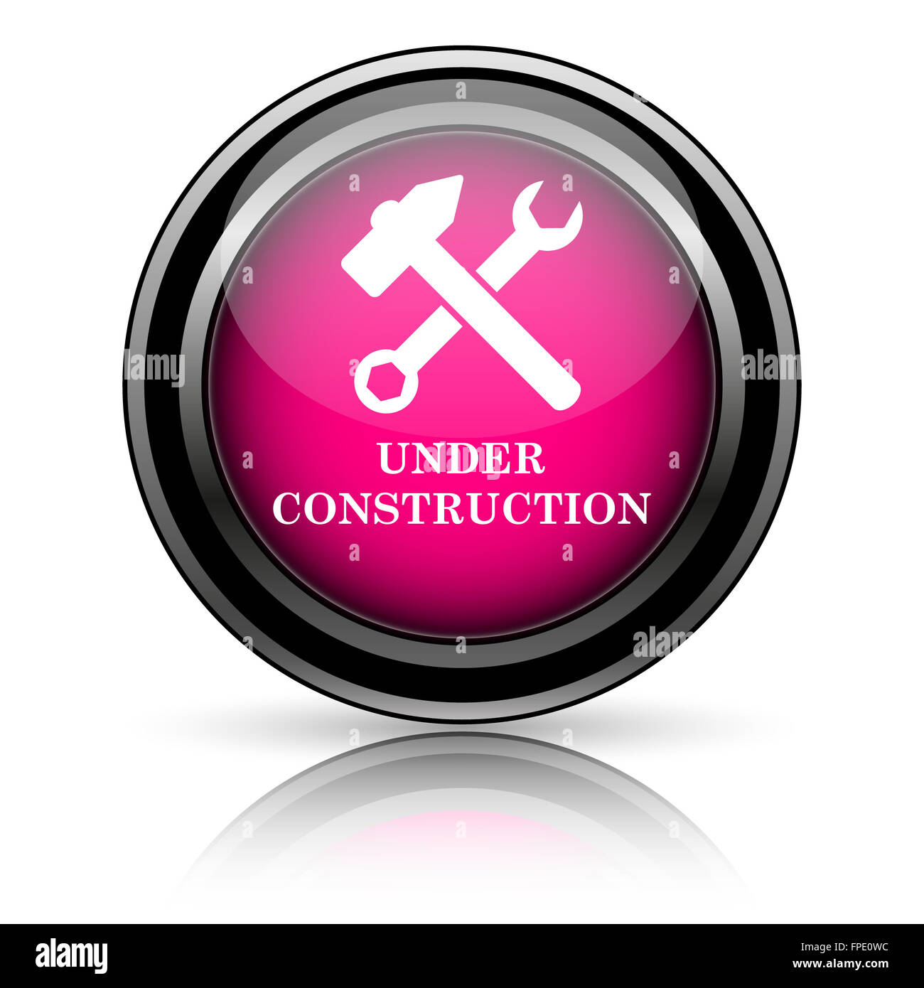 Under construction icon. Internet button on white background Stock ...