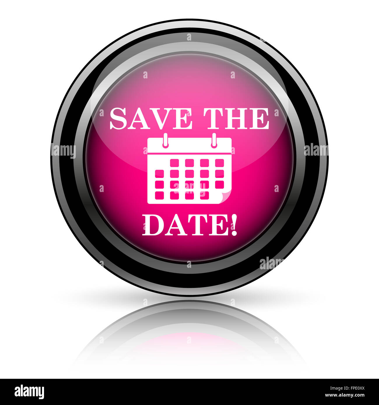 Save the date icon. Internet button on white background Stock Photo - Alamy