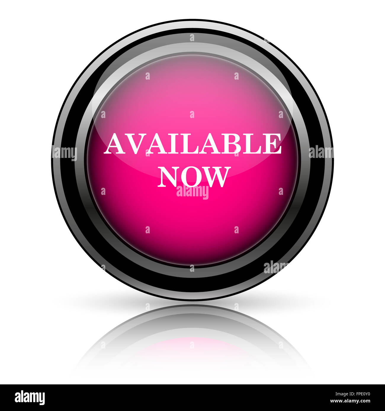 Available now icon. Internet button on white background Stock Photo - Alamy