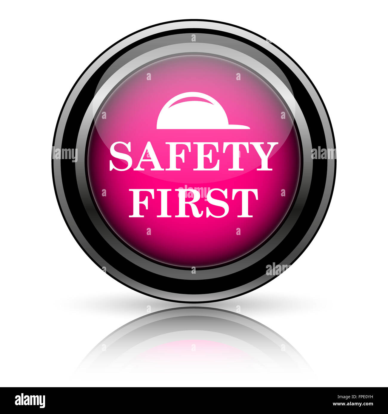 Safety first icon. Internet button on white background Stock Photo - Alamy