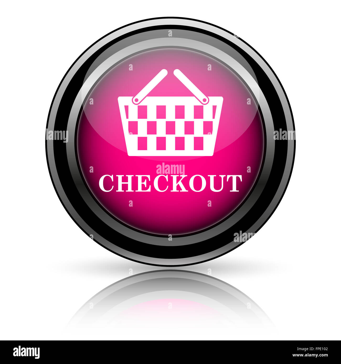 Checkout icon. Internet button on white background Stock Photo - Alamy
