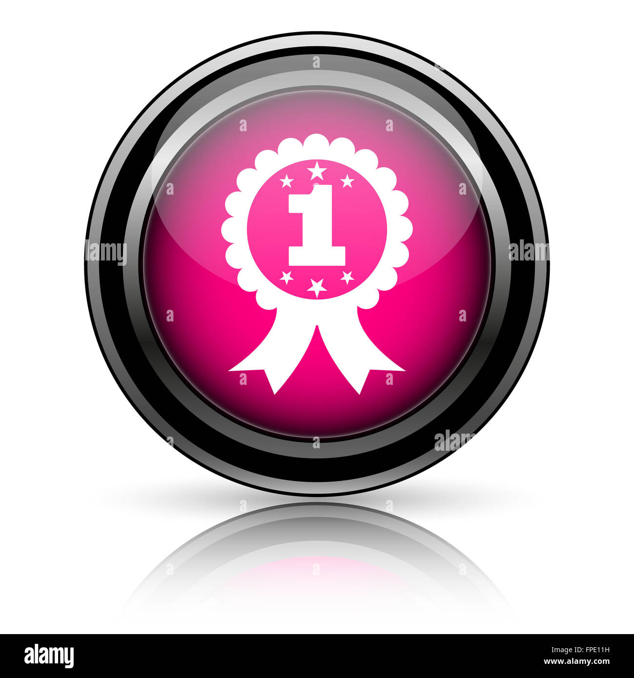 First prize ribbon icon. Internet button on white background Stock ...