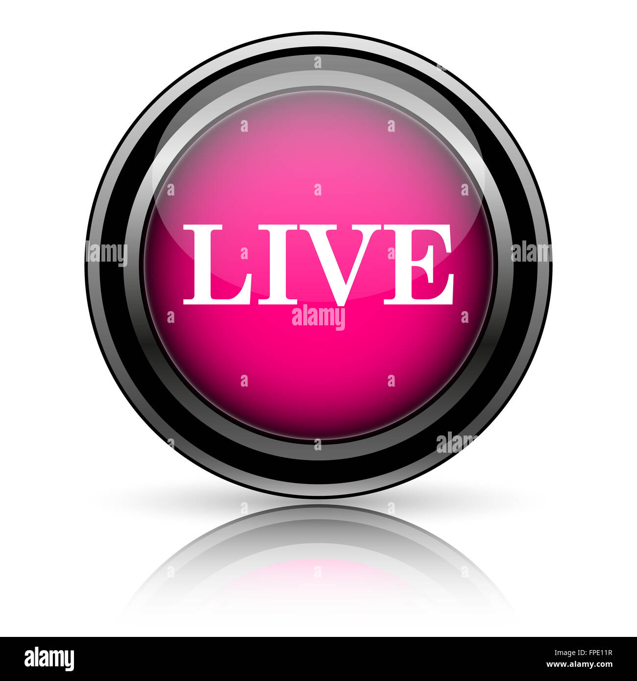 Live icon. Internet button on white background Stock Photo - Alamy
