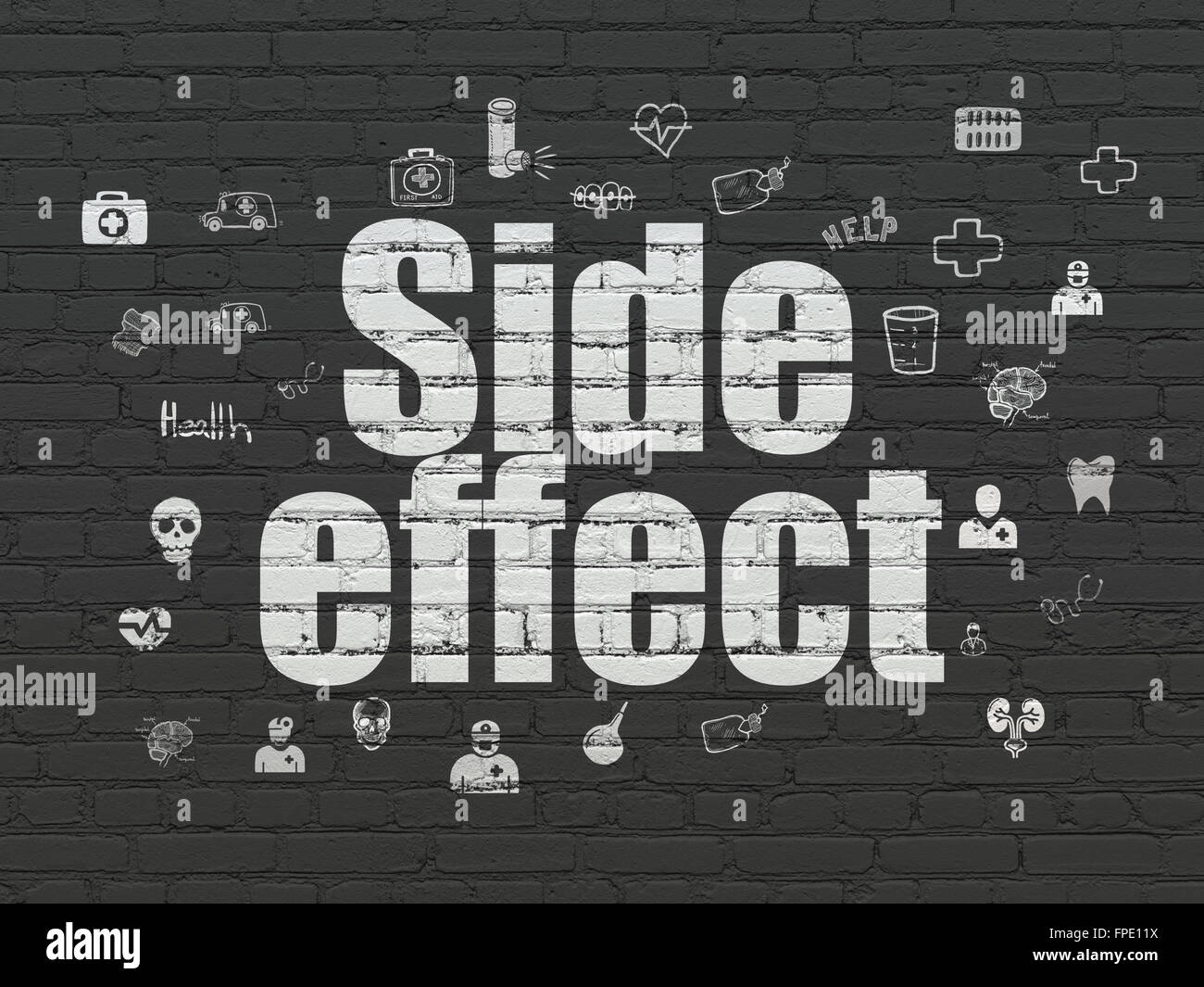 Healthcare concept: Side Effect on wall background Stock Photo - Alamy