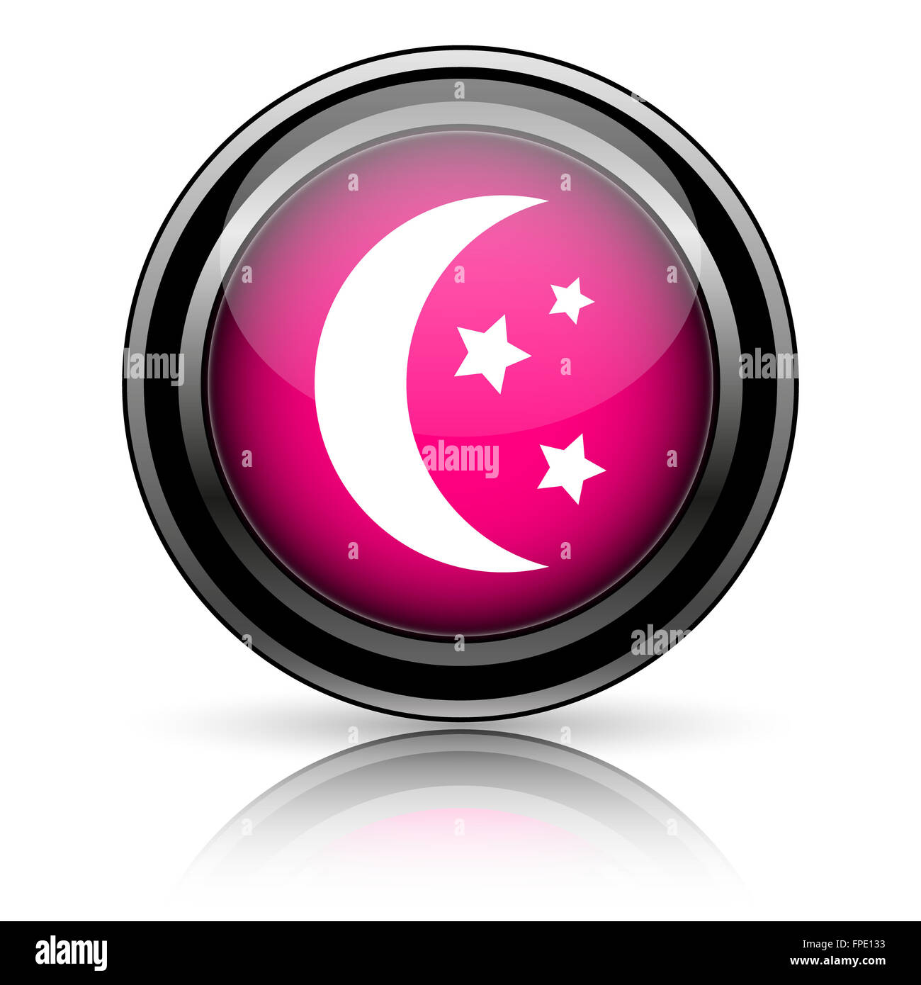 Moon icon. Internet button on white background Stock Photo - Alamy