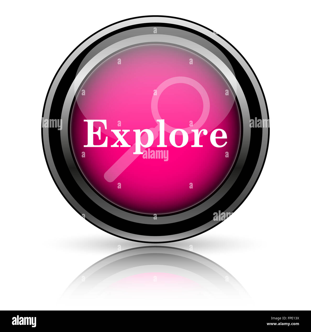 Explore icon. Internet button on white background Stock Photo - Alamy