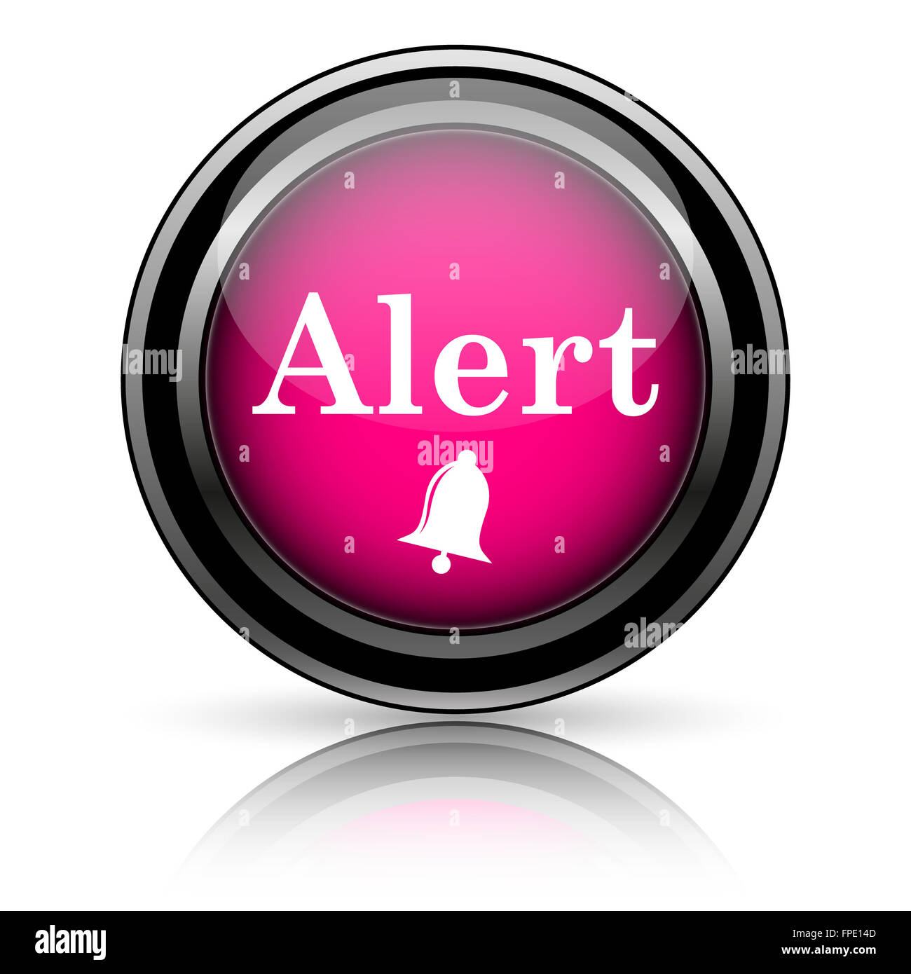 Alert icon. Internet button on white background Stock Photo - Alamy