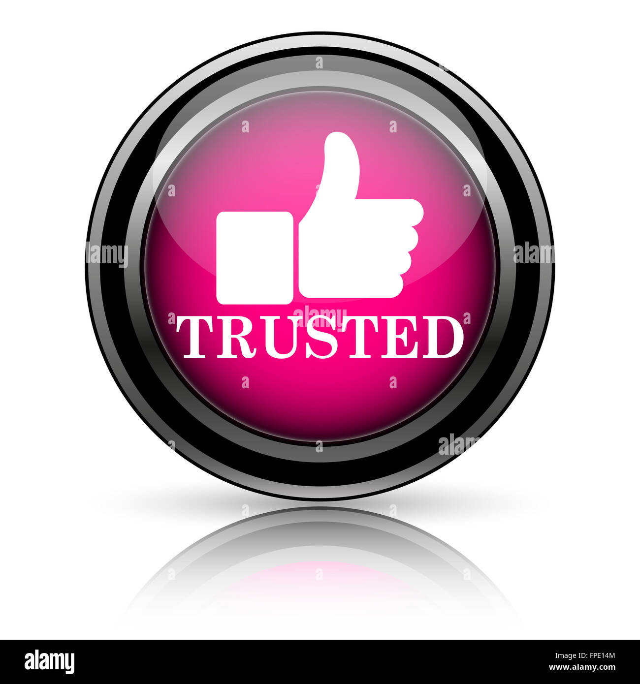 Trusted icon. Internet button on white background Stock Photo - Alamy