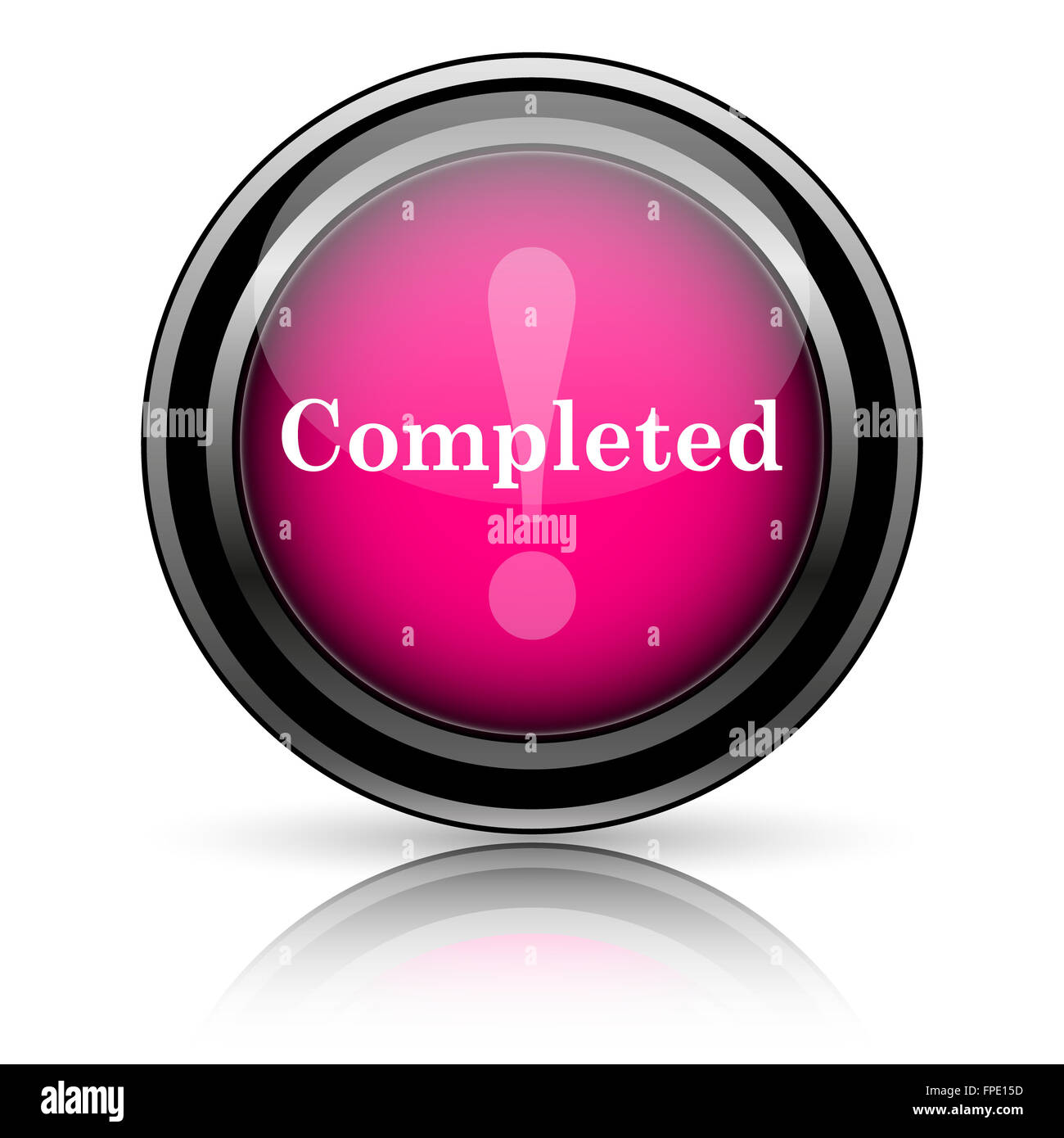 Completed icon. Internet button on white background Stock Photo - Alamy