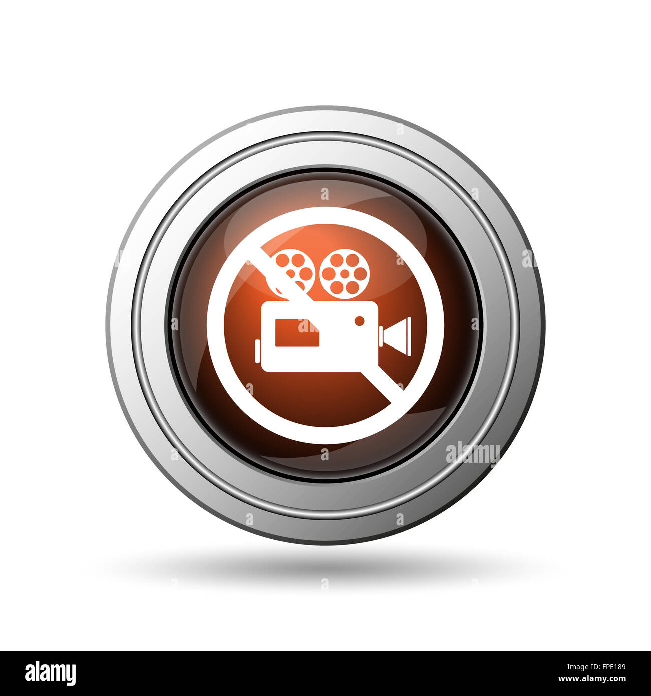Forbidden video camera icon. Internet button on white background Stock ...
