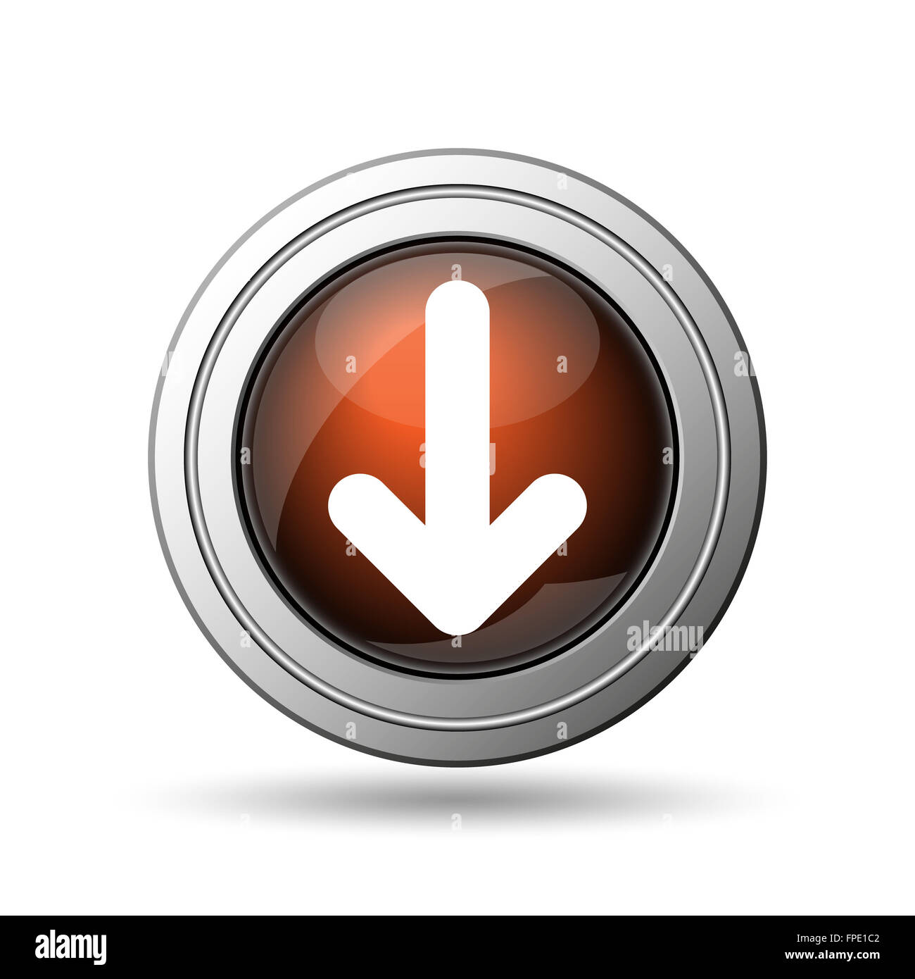 Down arrow icon. Internet button on white background Stock Photo - Alamy