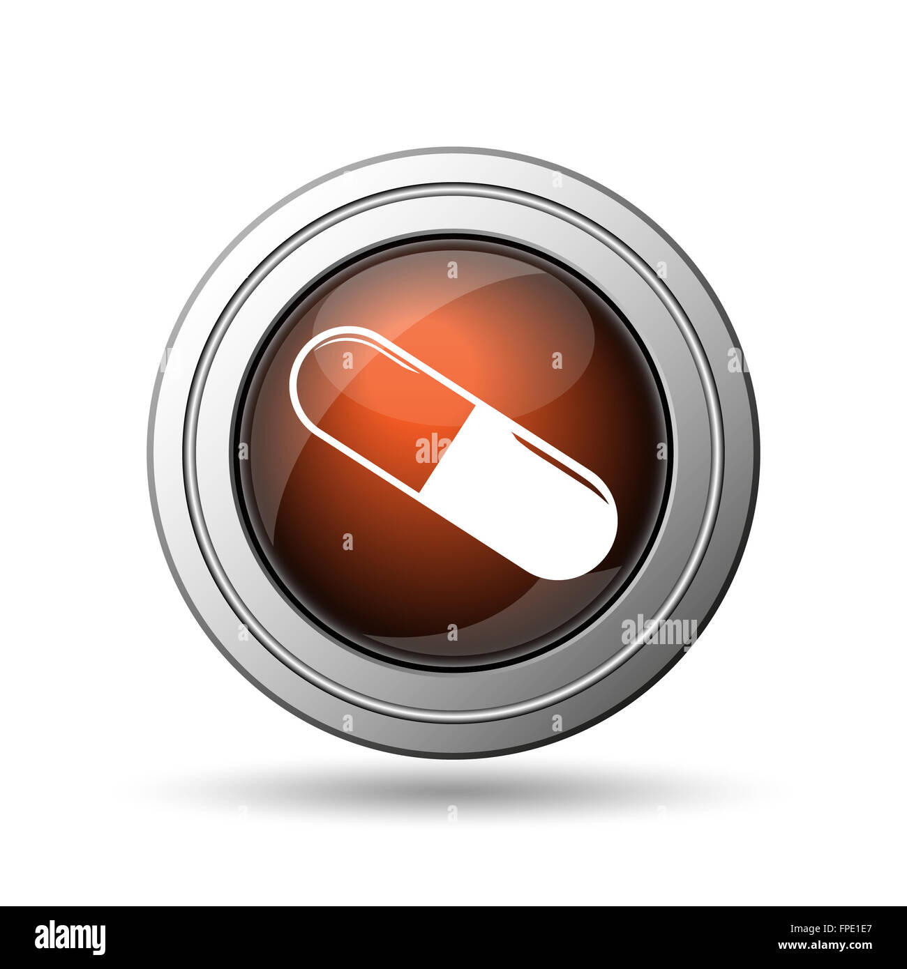 Pill icon. Internet button on white background Stock Photo - Alamy