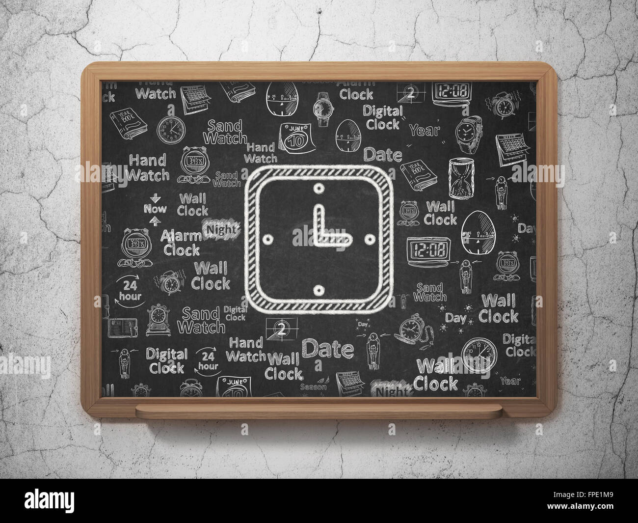 Time concept: Watch on School Board background Stock Photo - Alamy